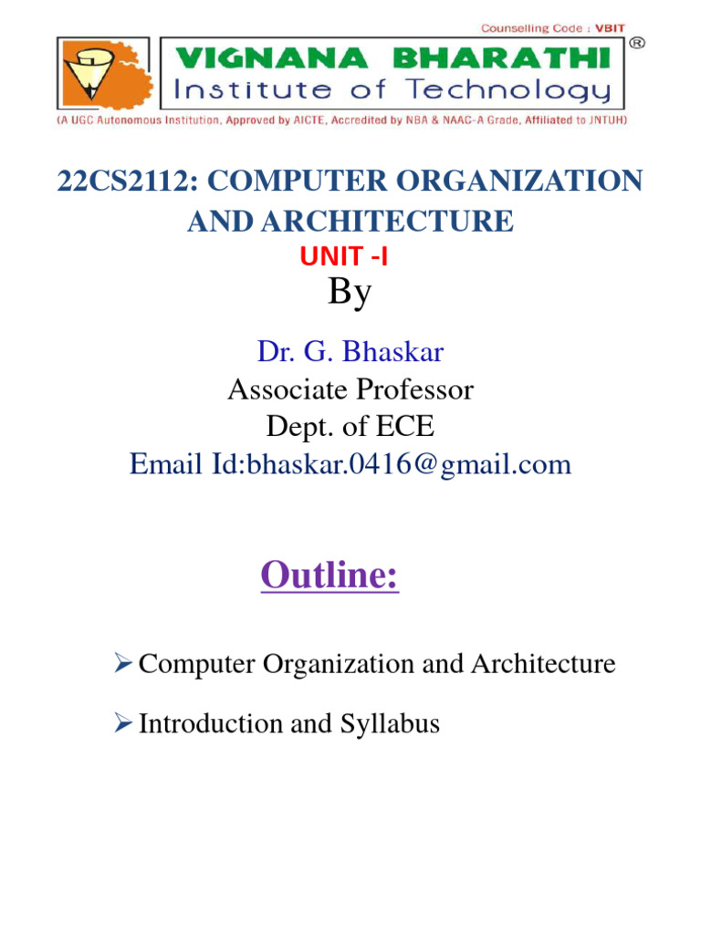 Coa Unit I Ppts Merged | PDF | Computer Data Storage | Input/Output Coa Unit I Ppts Merged | PDF | Computer Data Storage | Input/Output