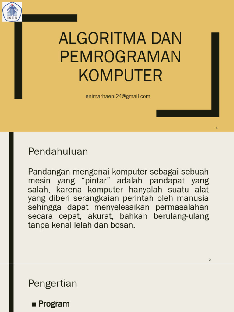 Pengenalan Algoritma Dan Pemrograman Komputer | PDF