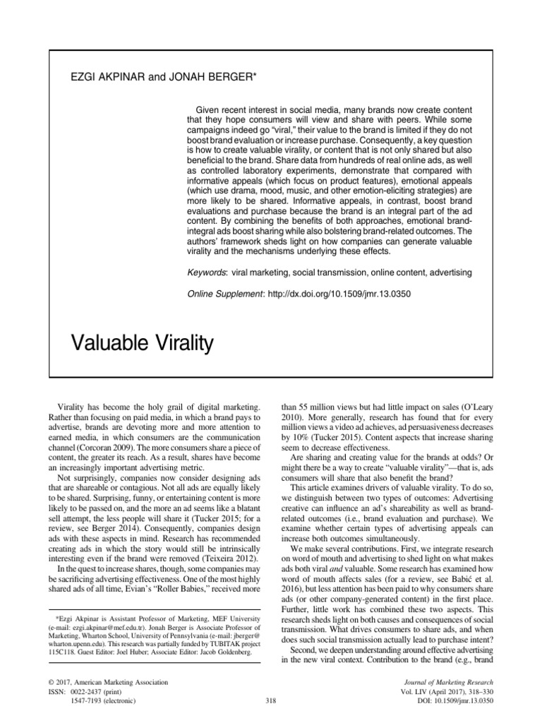 Valuable Virality | PDF | Brand | Advertising