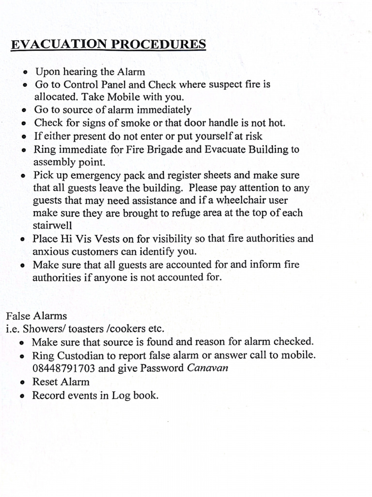 Evacuation Procedures | PDF