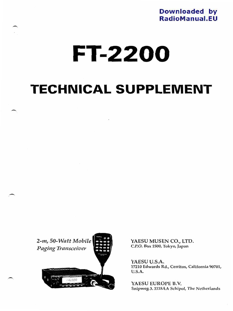 FT-2200 Serv F6DBL 1993 | PDF | Amplifier | Detector (Radio)