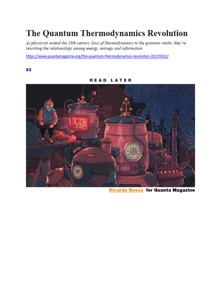 The Quantum Thermodynamics Revolution | PDF | Thermodynamics | Entropy