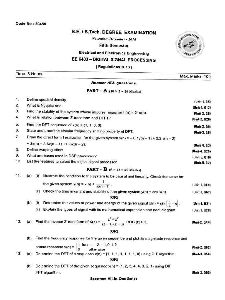 DSP - Question | Download Free PDF | Discrete Fourier Transform | Digital Signal Processing