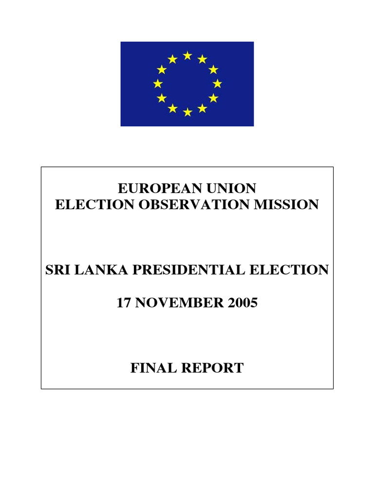 EU EOM Final Report Sri Lanka - 2005 | PDF | Elections | Government