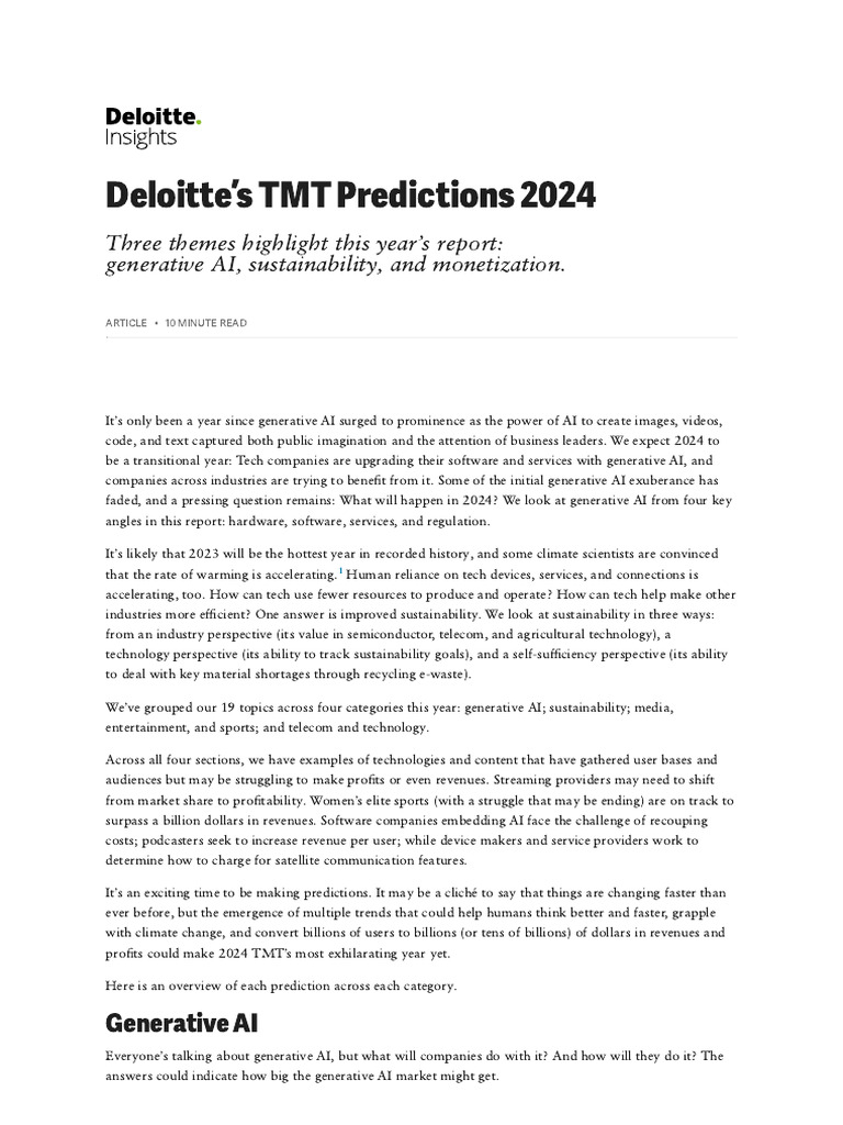 TMT Predictions 2024 _ Deloitte Insights | PDF | Agriculture ...