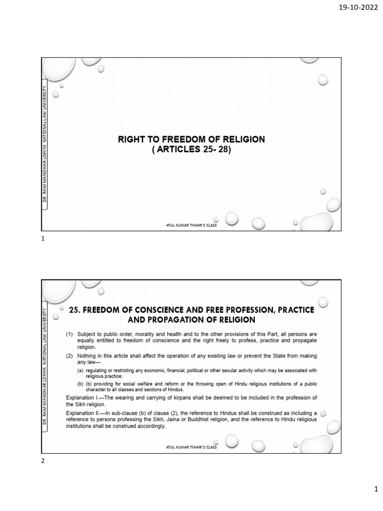 Freedom of Religion PPT Handouts For Students | PDF | Freedom Of ...