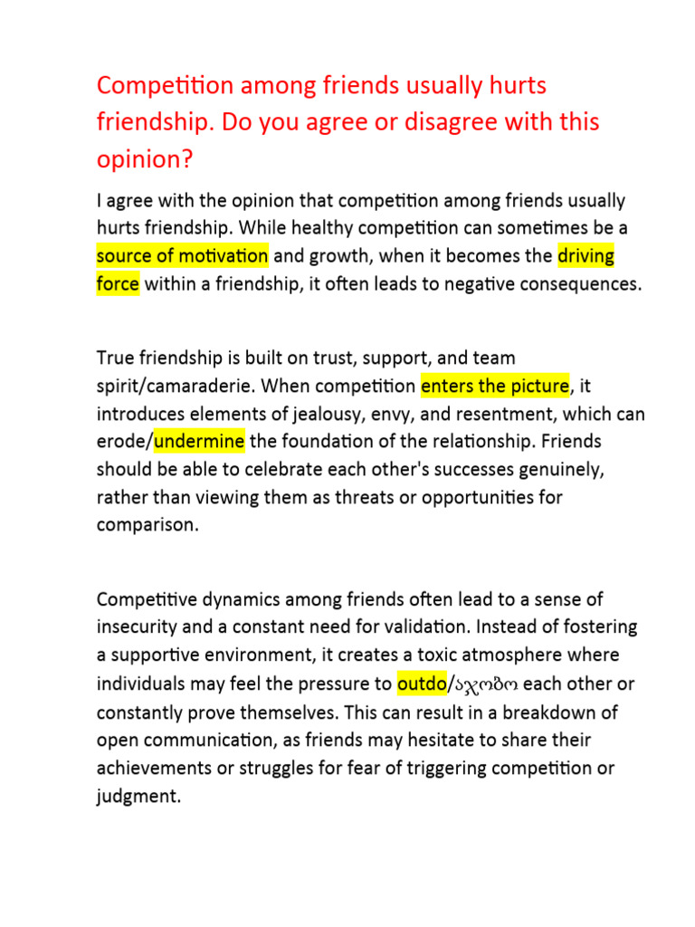 Impact of Competition on Friendship | PDF