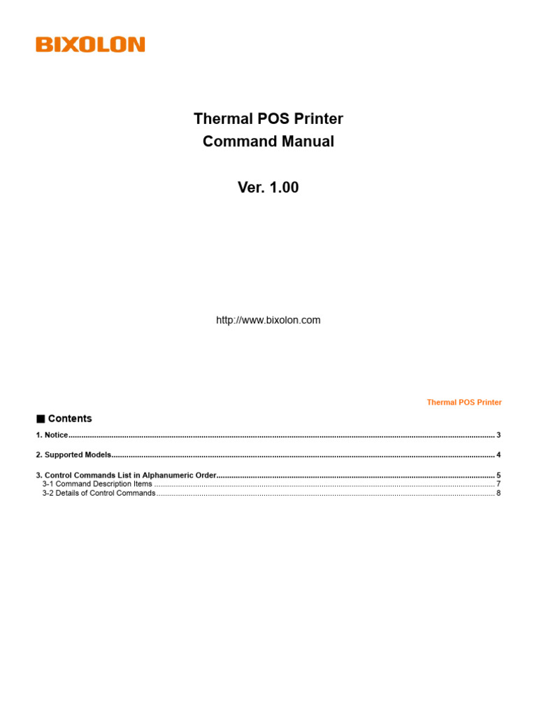 Manual Command Thermal POS Printer ENG V1.00 | PDF | Ascii | Printer ...