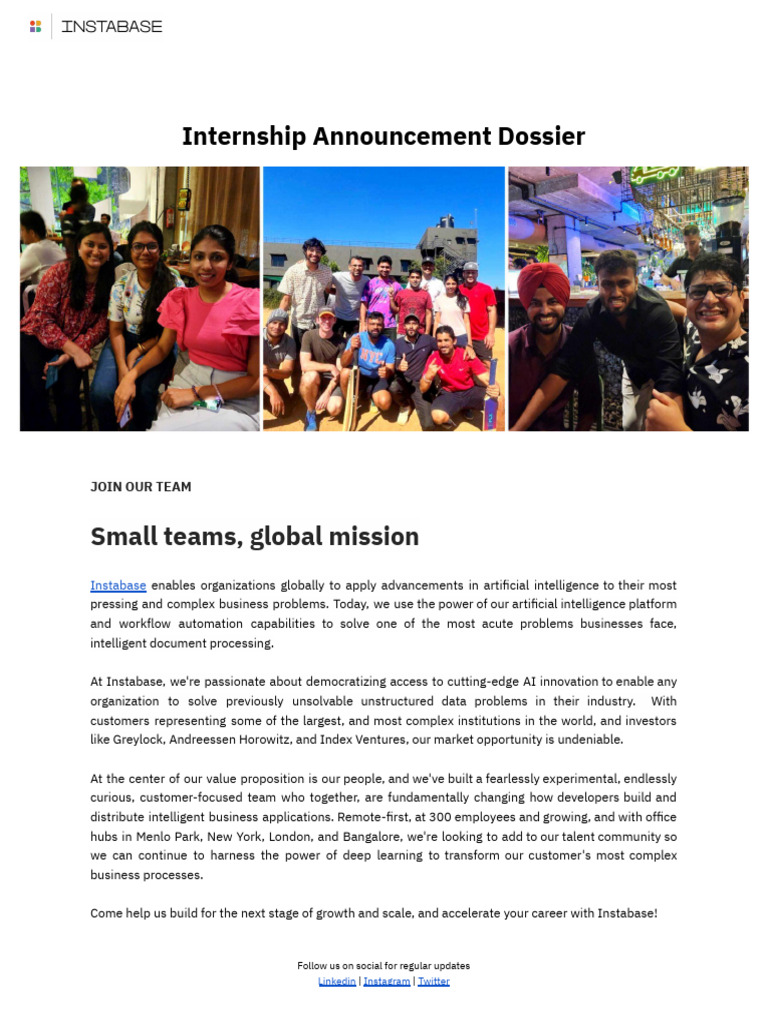 Solutions Engineer Internship at Instabase | PDF | Artificial Intelligence | Intelligence (AI ...