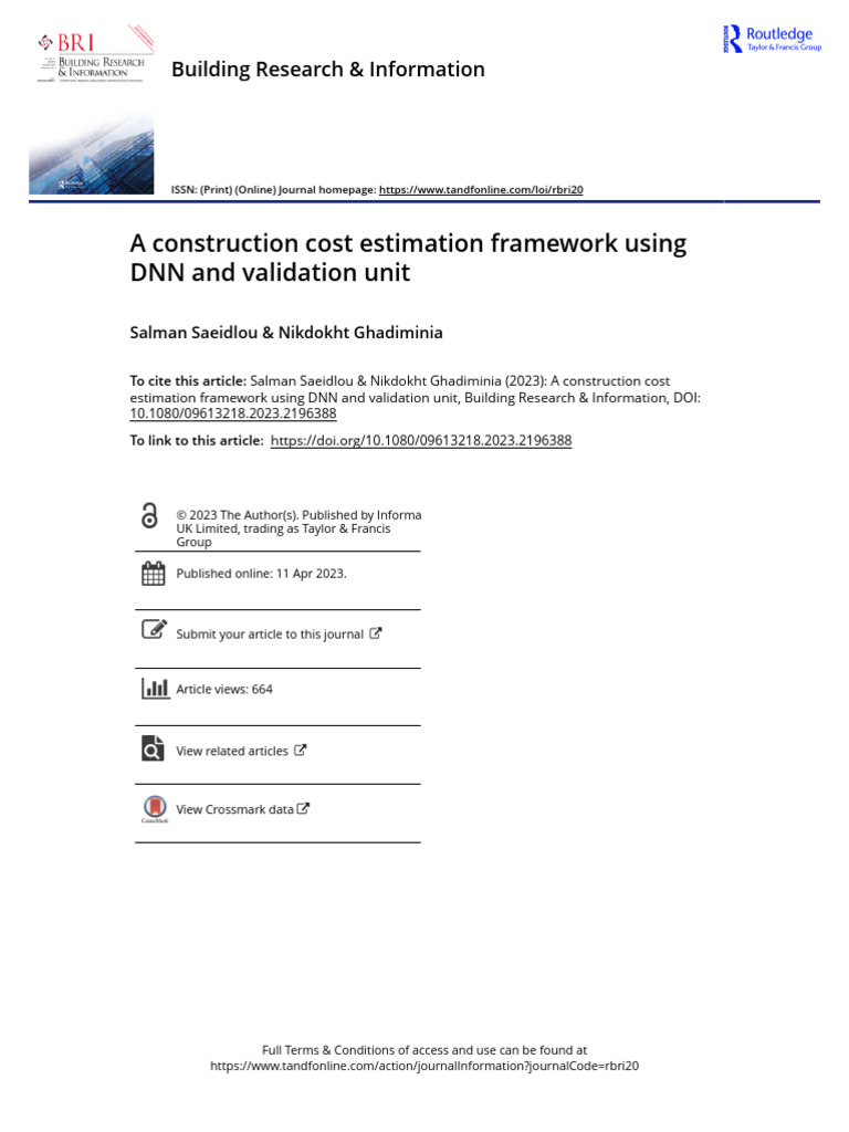 A Construction Cost Estimation Framework Using DNN and Validation Unit ...