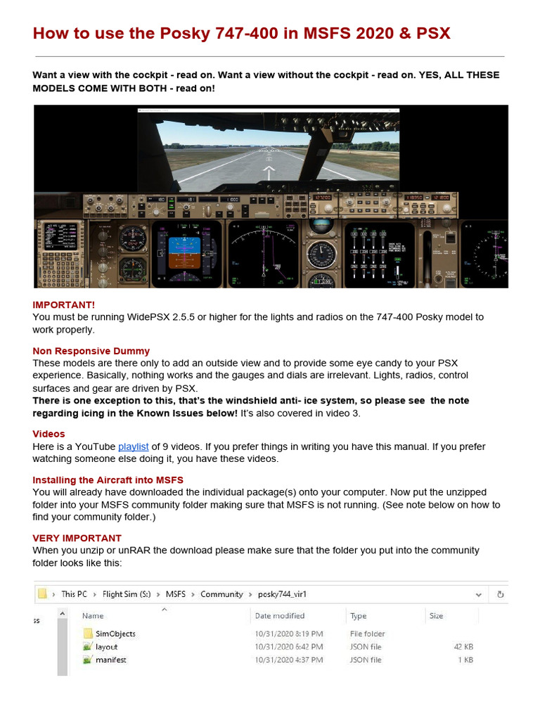 Using Posky 747-400 in MSFS 2020 | PDF | Software | Computing