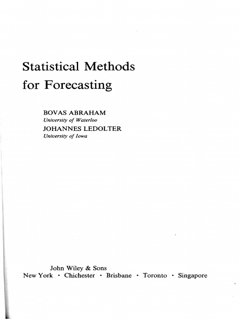 Statistical Methods For Forecasting Pdf Autoregressive Integrated Moving Average