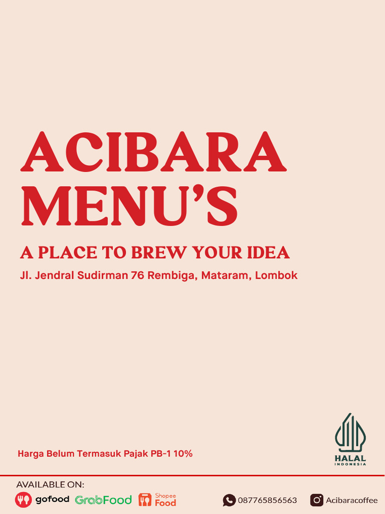 Menu Acibara Lombok | PDF | Non Alcoholic Drinks | Indonesian Cuisine