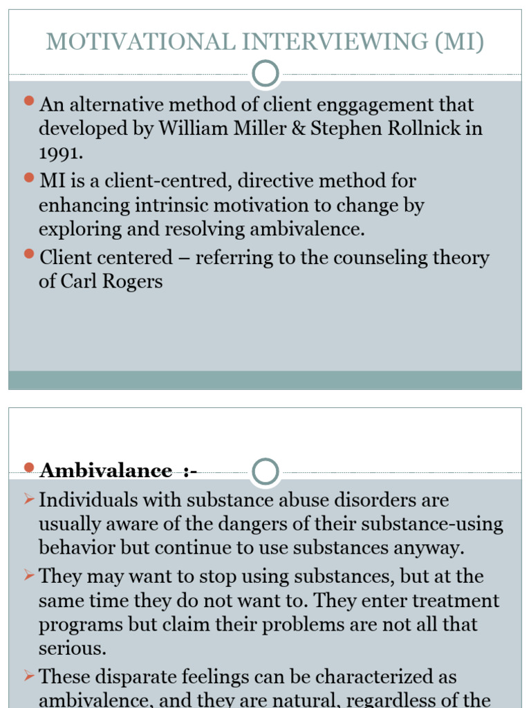 MOTIVATIONAL INTERVIEWING - Topic 8 | PDF | Motivational | Motivation