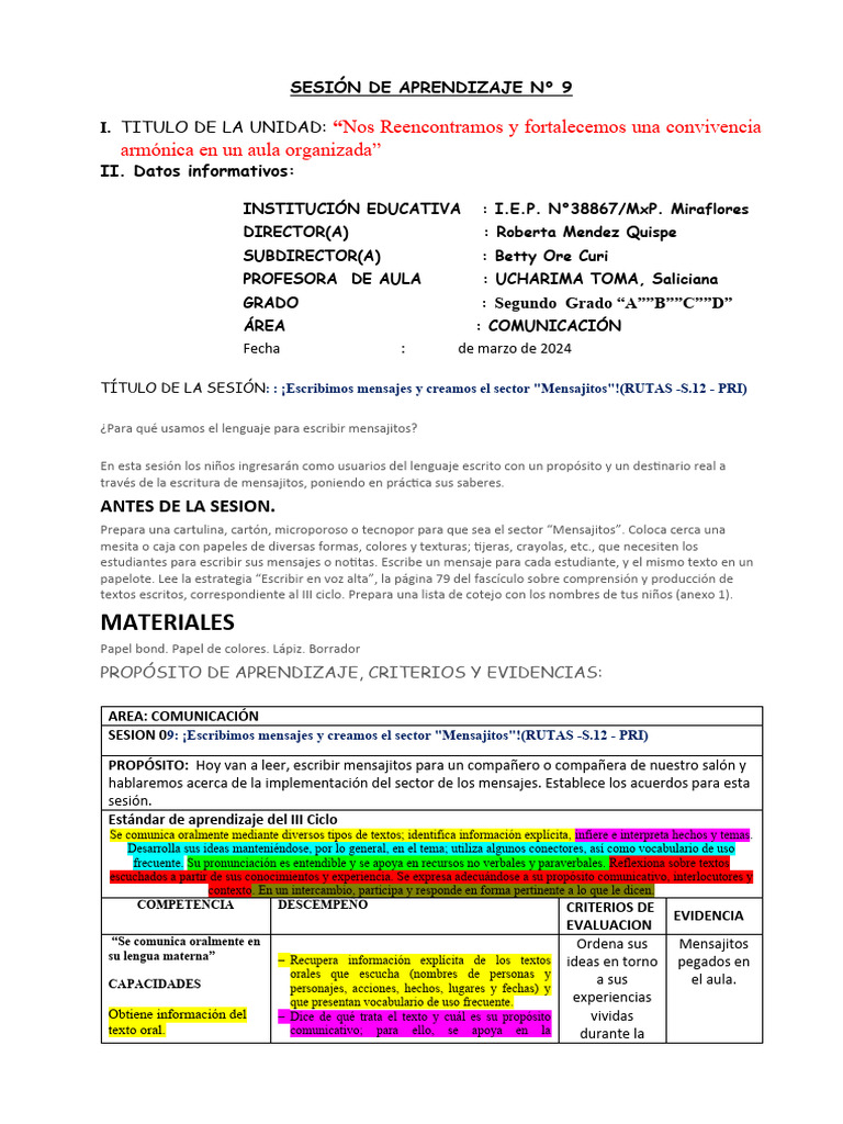 2D-SUT - U1 S - 9 COM - Comunica - Escribimos Mensajes y Creamos El ...