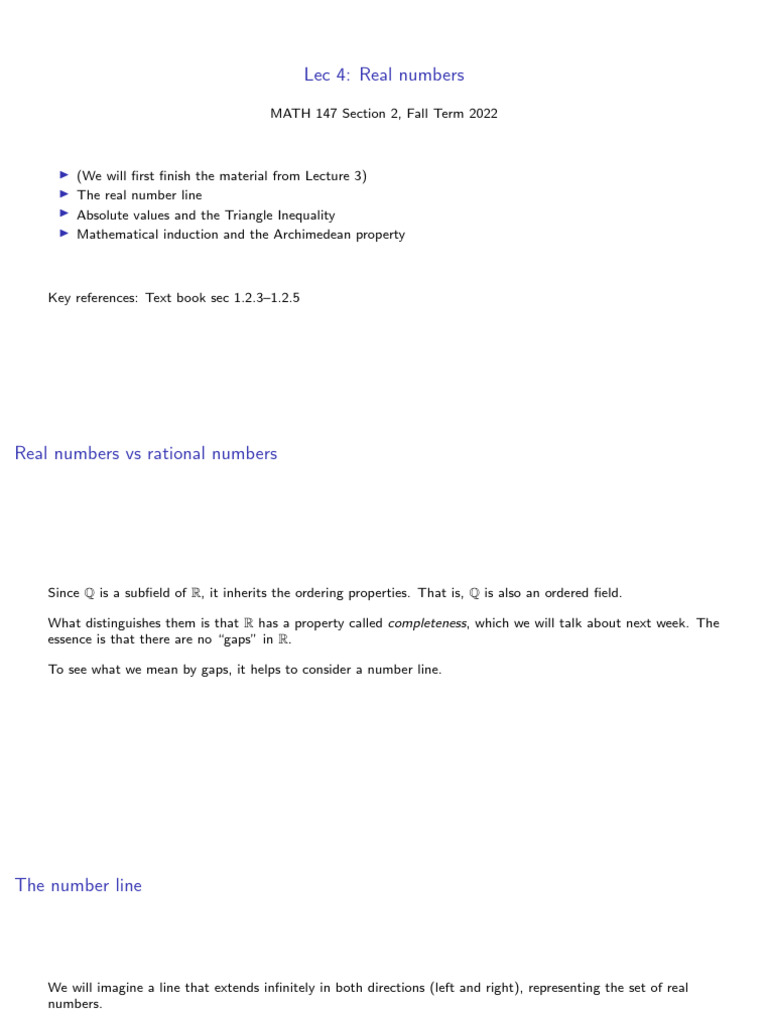 Lecture 4 | PDF | Interval (Mathematics) | Numbers