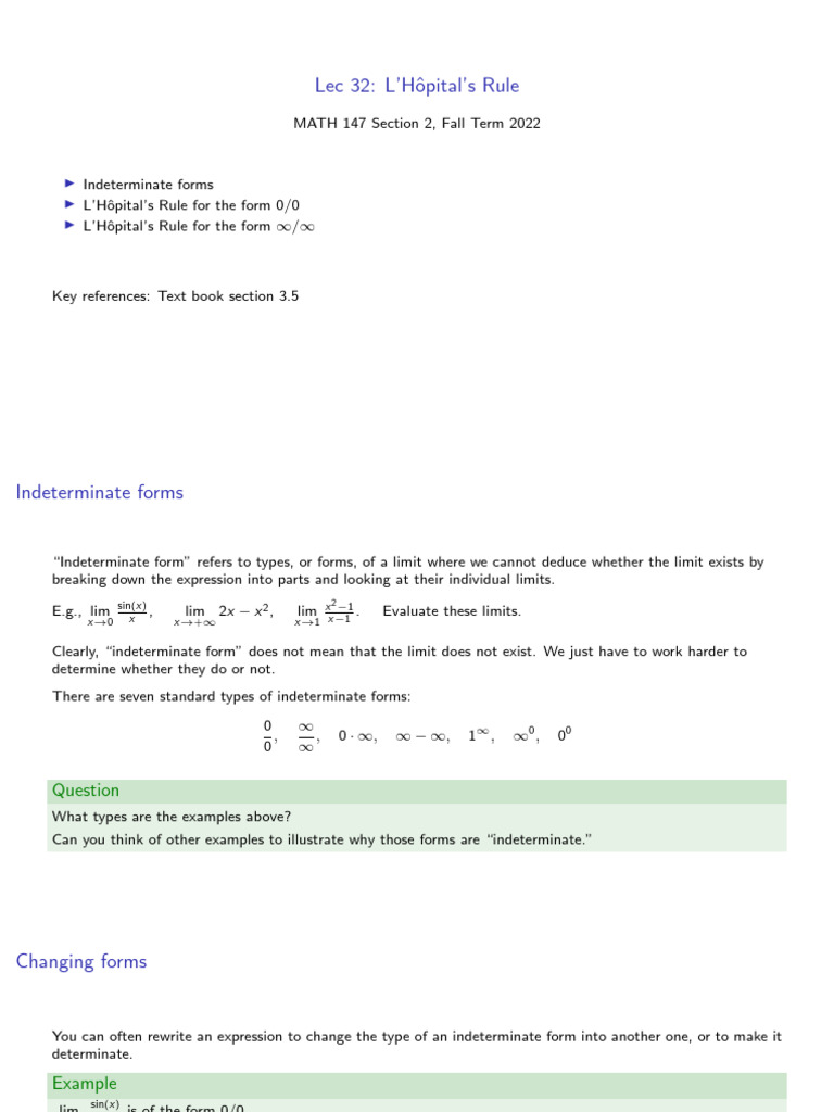 Lecture 32 | PDF | Calculus | Real Analysis