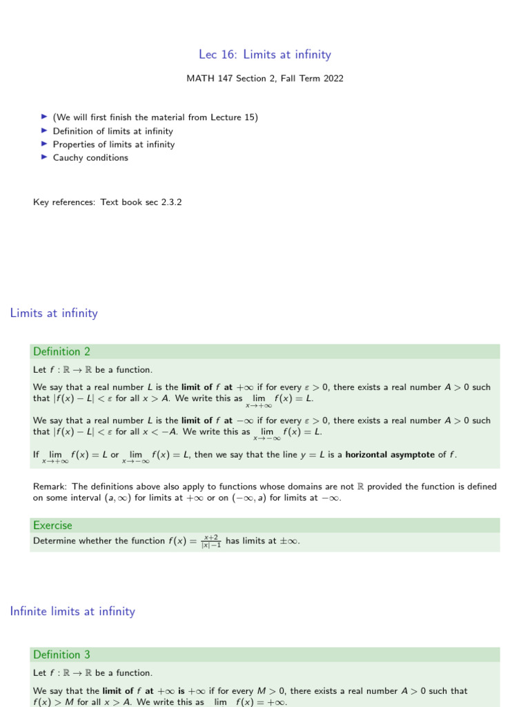 Lecture 16 Pdf Limit Mathematics Sequence