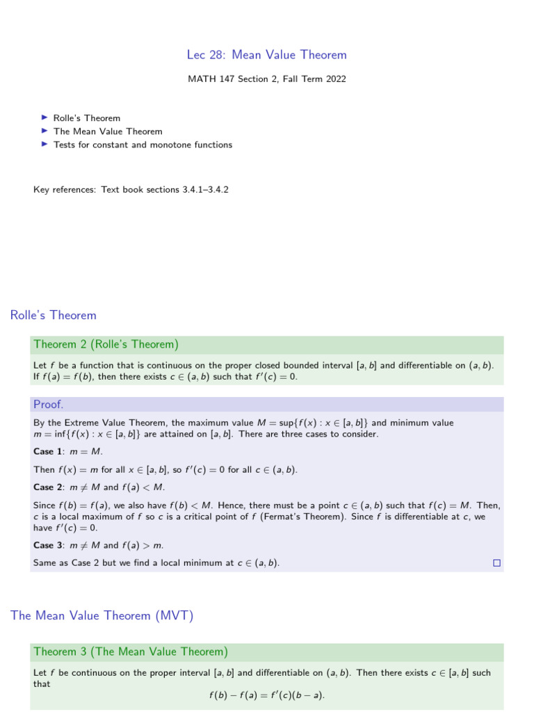 Lecture 28 | PDF | Monotonic Function | Functions And Mappings