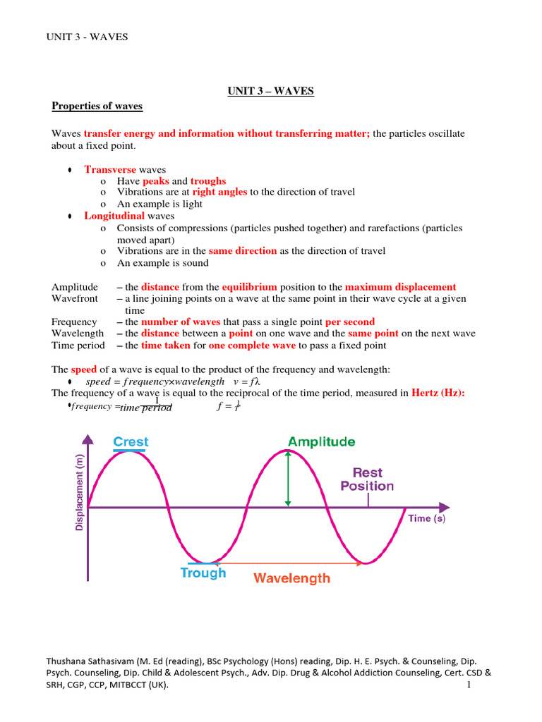 Unit 3 - Waves | PDF | Waves | Frequency