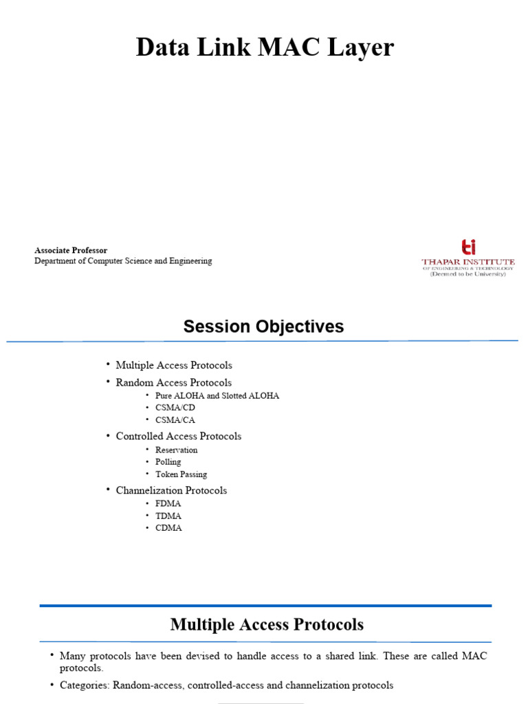 Data Link MAC Layer | Download Free PDF | Channel Access Method ...