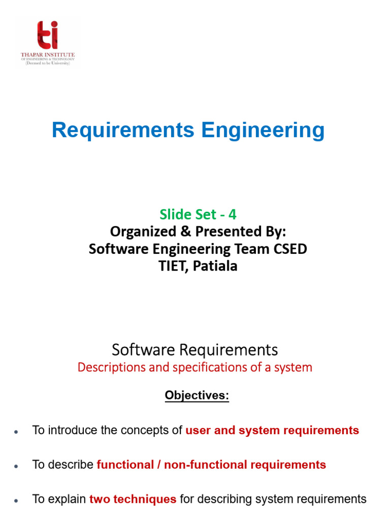 Slide Set 4 - Requirement Engineering | Download Free PDF | System | Reliability Engineering