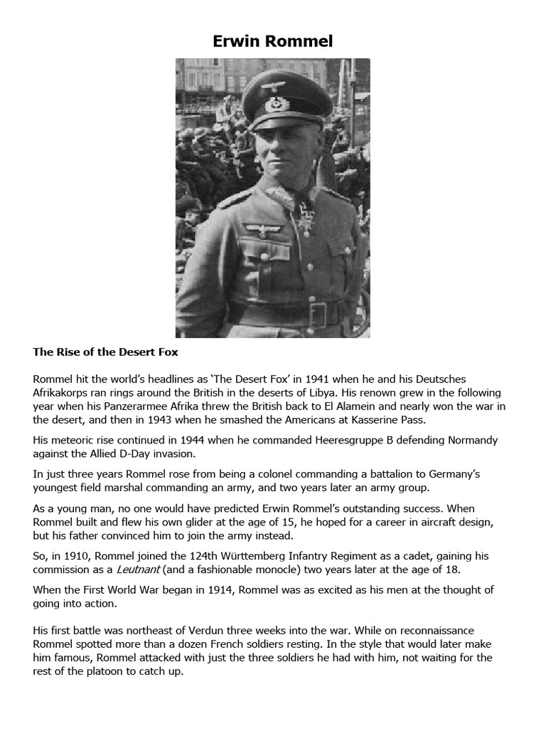 Erwin Rommel: The Desert Fox's Rise | PDF | Erwin Rommel | Armoured Warfare