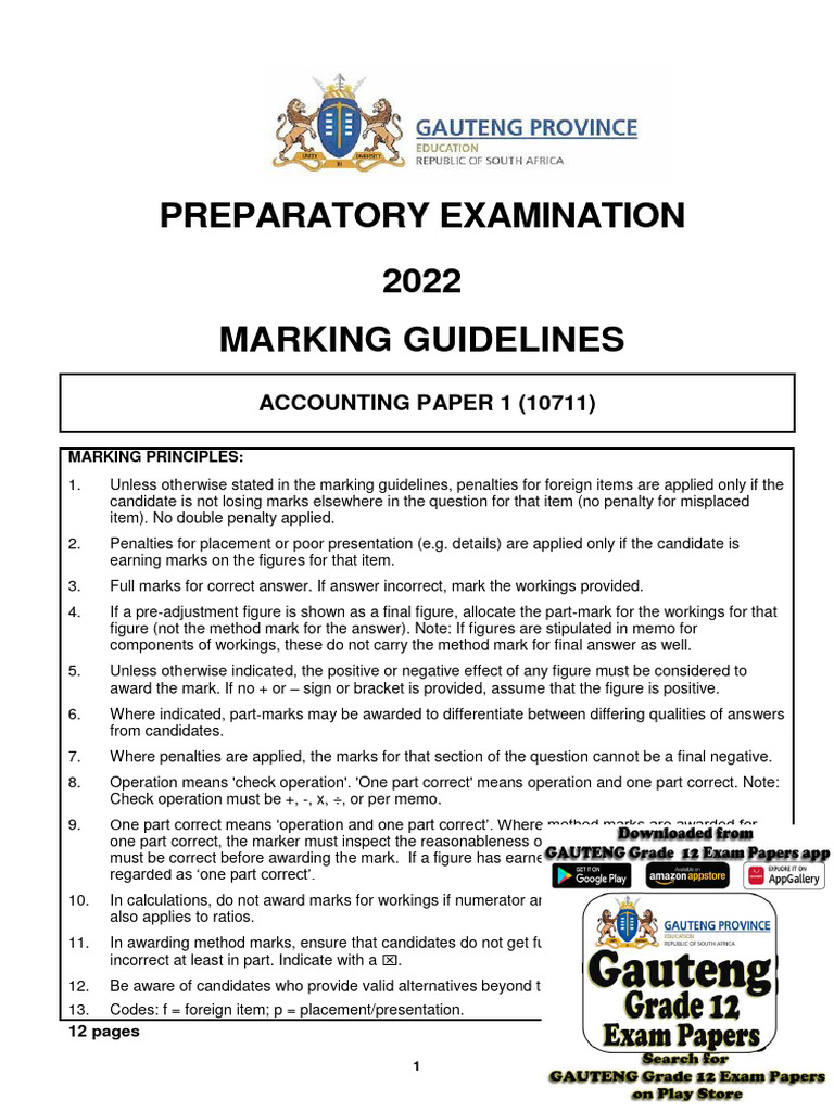 Grade 12 NSC Accounting P1 (English) September 2022 Preparatory ...