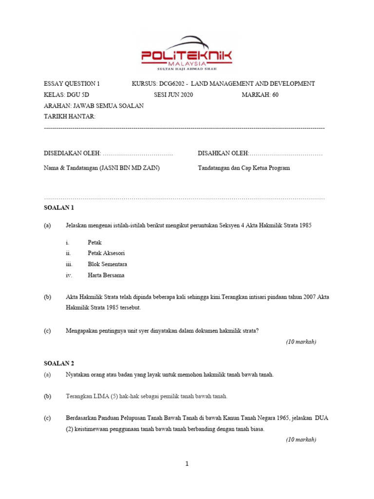 Essay Question 1 Topik 1,2,3,4,5, 6 | PDF