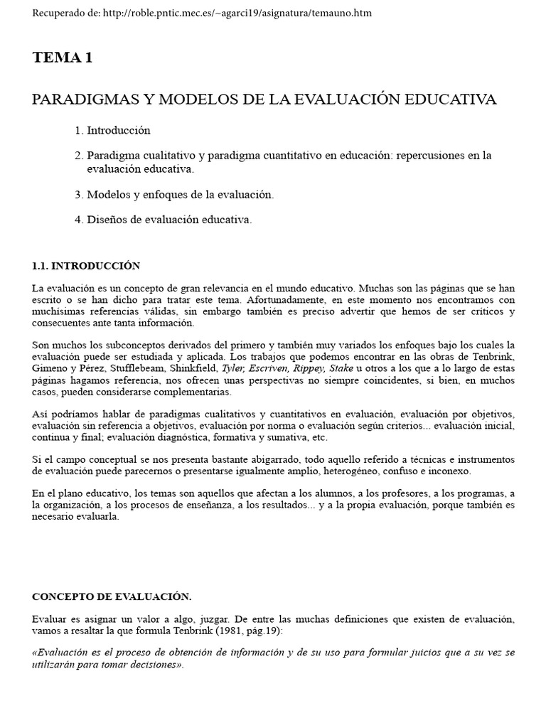 Paradigmas y Modelos de La Evaluaci 0 7N Educativa | PDF | Evaluación | Experimentar