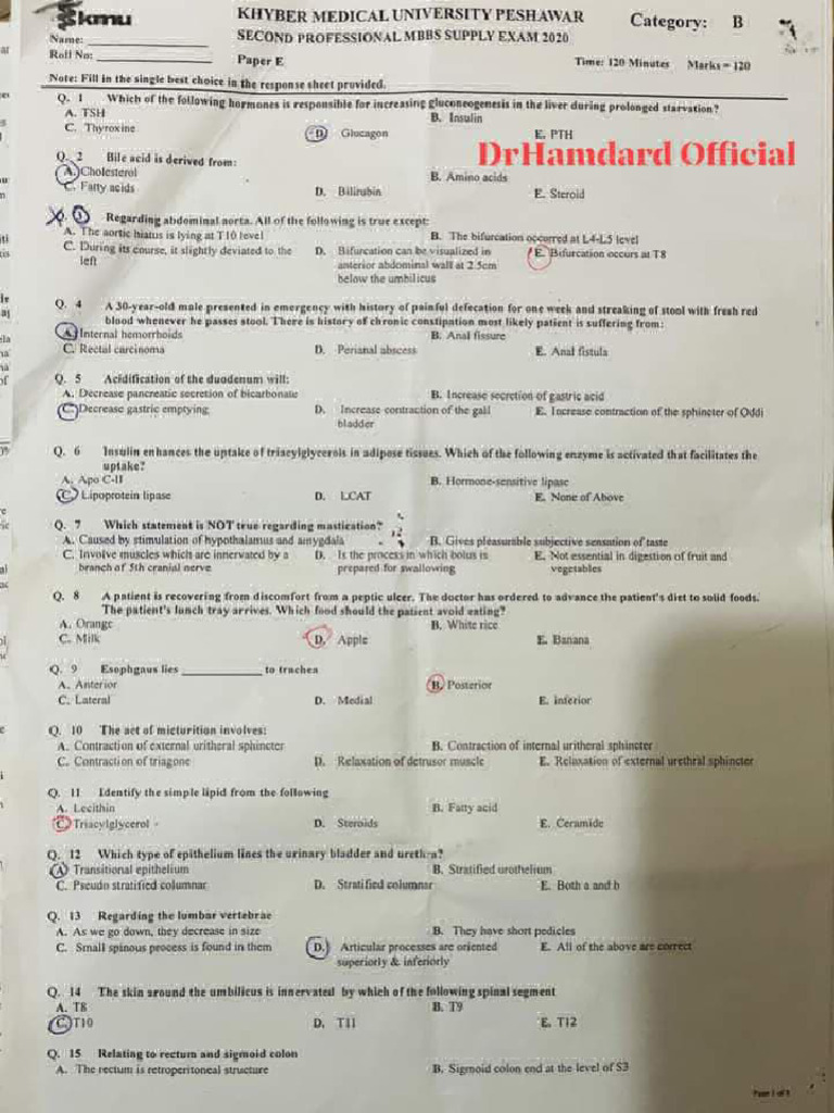 Block E 2020 Kmu Annual | PDF | Stomach | Gastrointestinal Tract