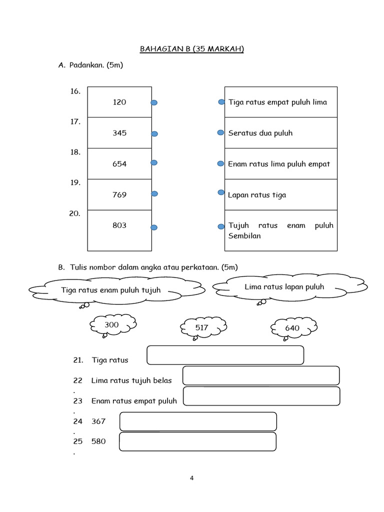 BAHAGIAN B Math Tahun 2 | PDF