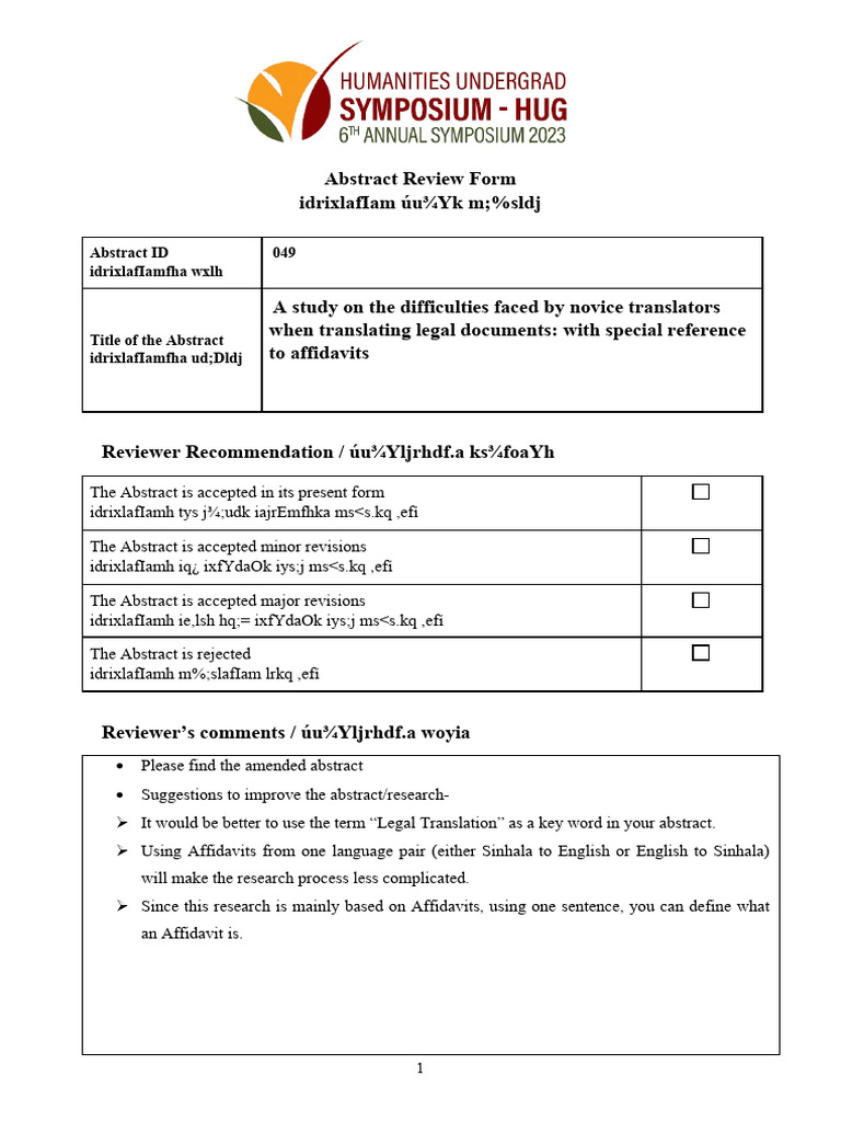 Abstract Review Form - 049 | PDF