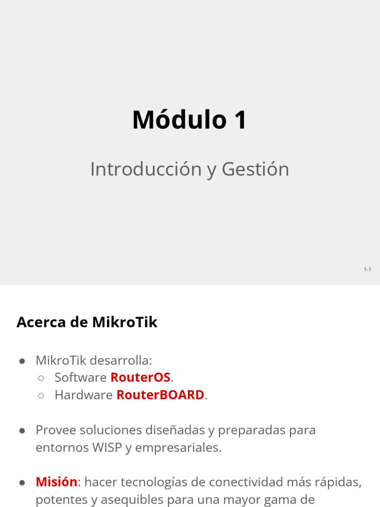 Modulo 1 Introduccion y Gestion | PDF | Dirección IP | Enrutador (Computación)