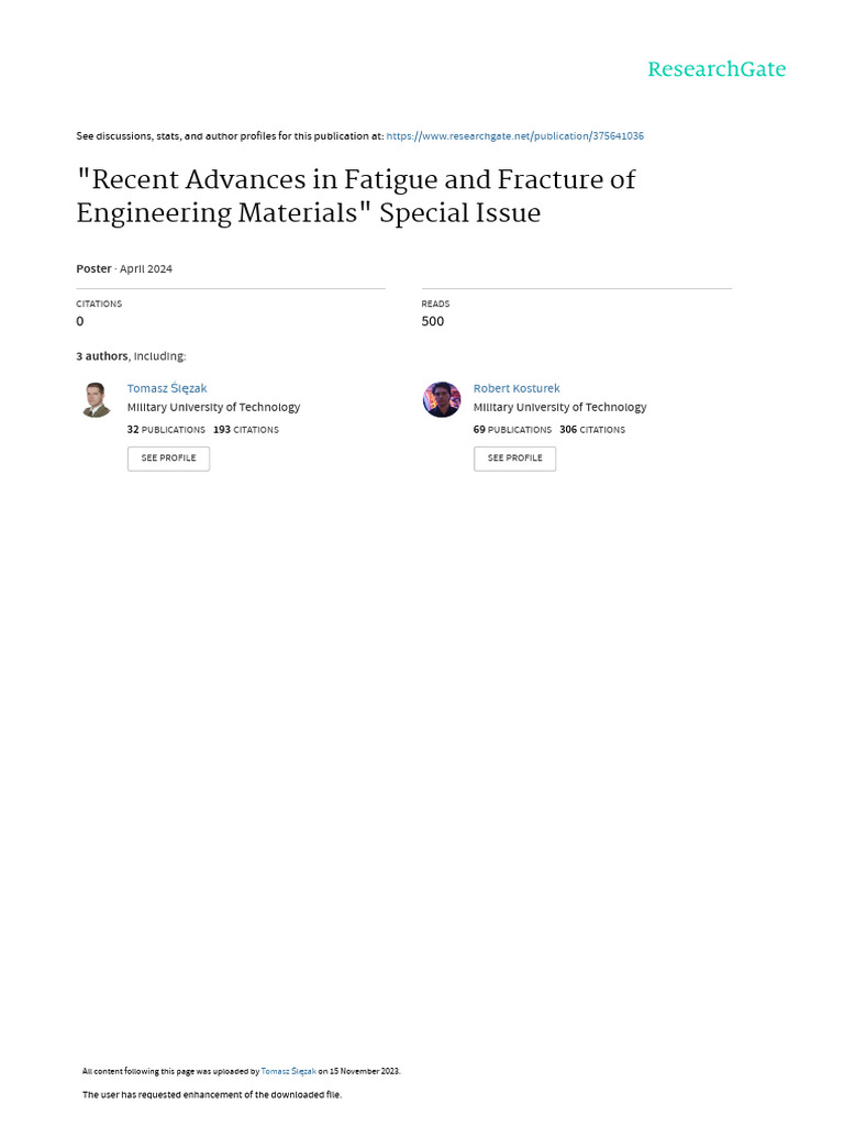 "Recent Advances in Fatigue and Fracture of Engineering Materials ...