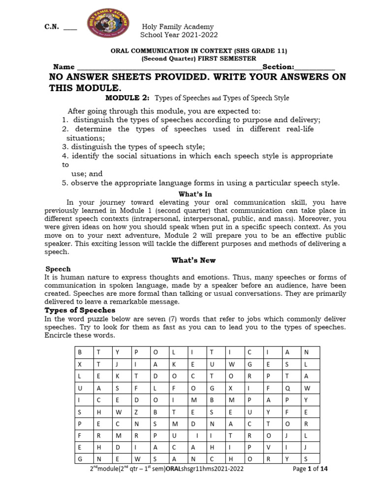 2 Ndmodule ORAL2 ND SEM | Download Free PDF | Speech | Communication