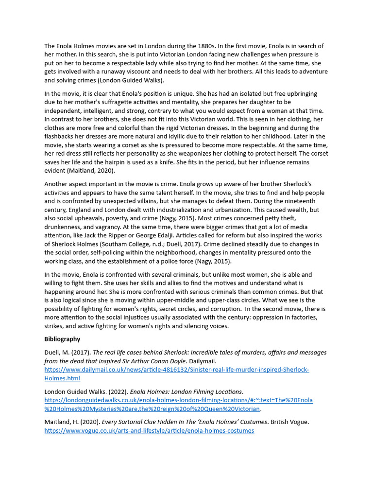 Enola Holmes historical context | PDF | Sherlock Holmes