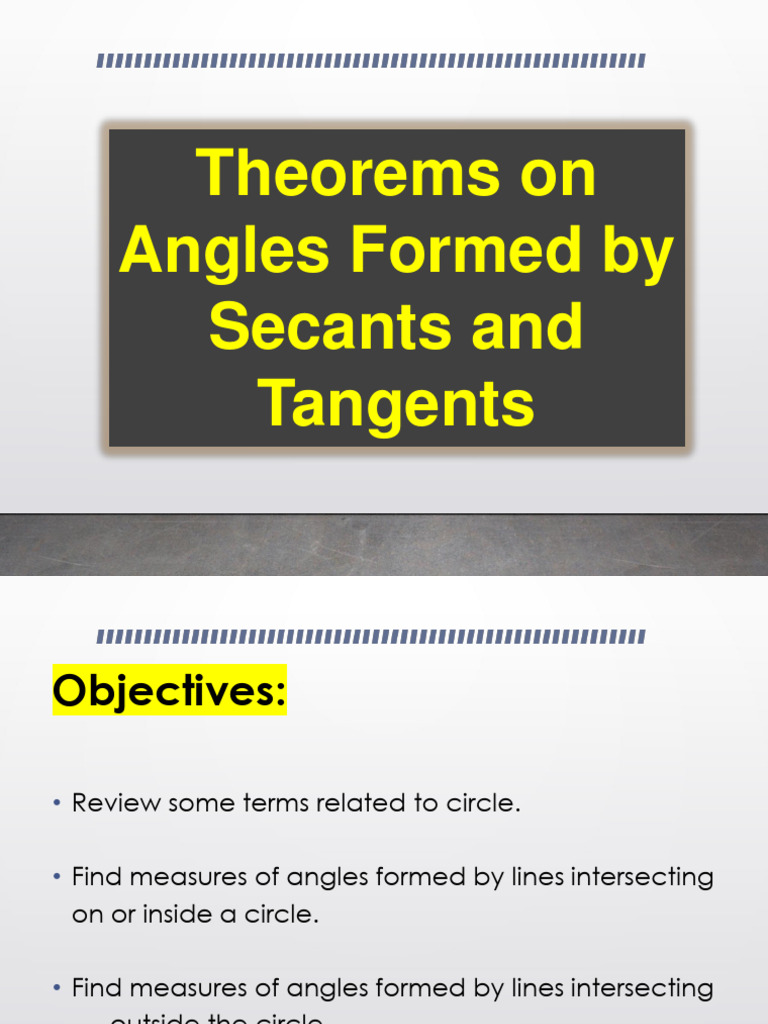 Secants Tangents and Angle Measures | PDF | Circle | Angle