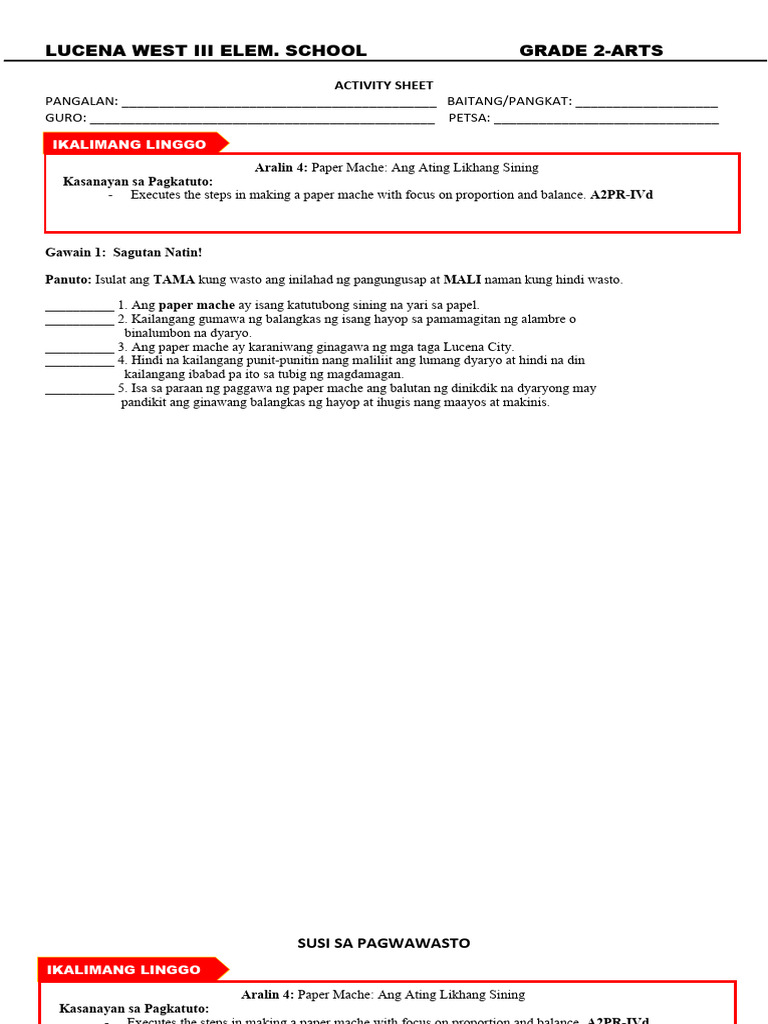 Arts-2-Q4-Activity-Sheet - (Week5-8) | PDF