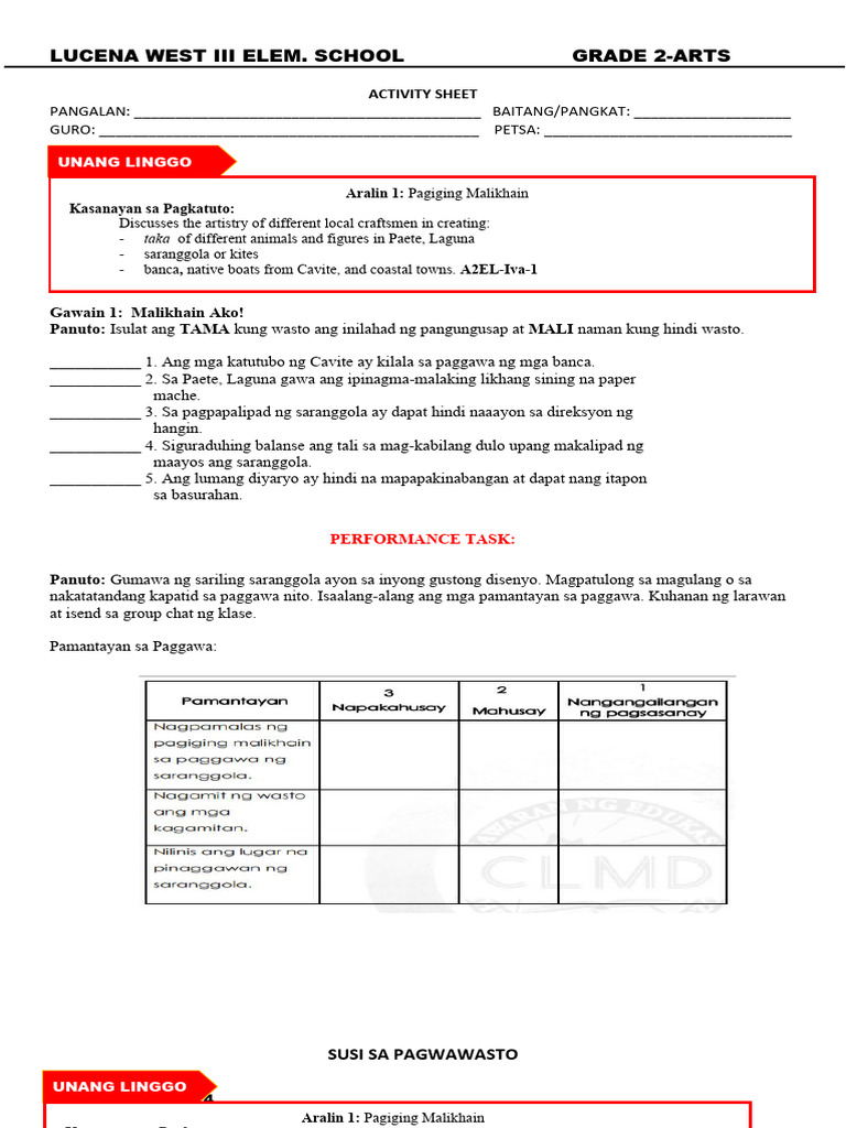 Arts-2-Q4-Activity-Sheet - (Week1-2) | PDF