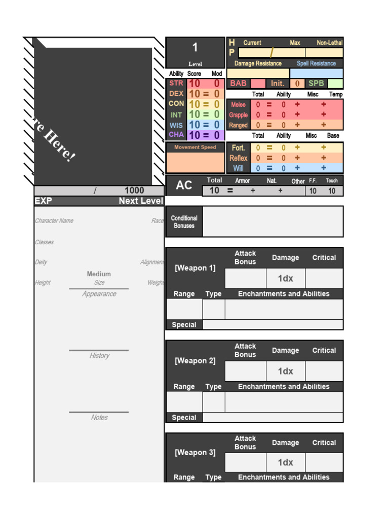 Blank Char Sheet 3.5 v.4 | PDF | D20 System