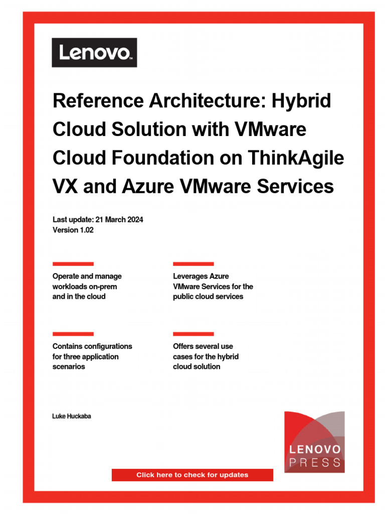 Reference Architecture: Hybrid Cloud Solution With Vmware Cloud Foundation On Thinkagile VX and ...