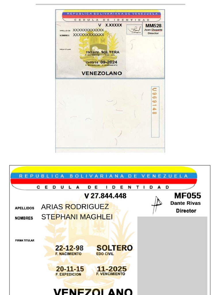 Formato de Cedula Venezolana ? | PDF