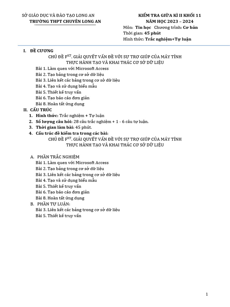 ON TAP Tin học 11 - HS - GK2 2023-2024 | PDF