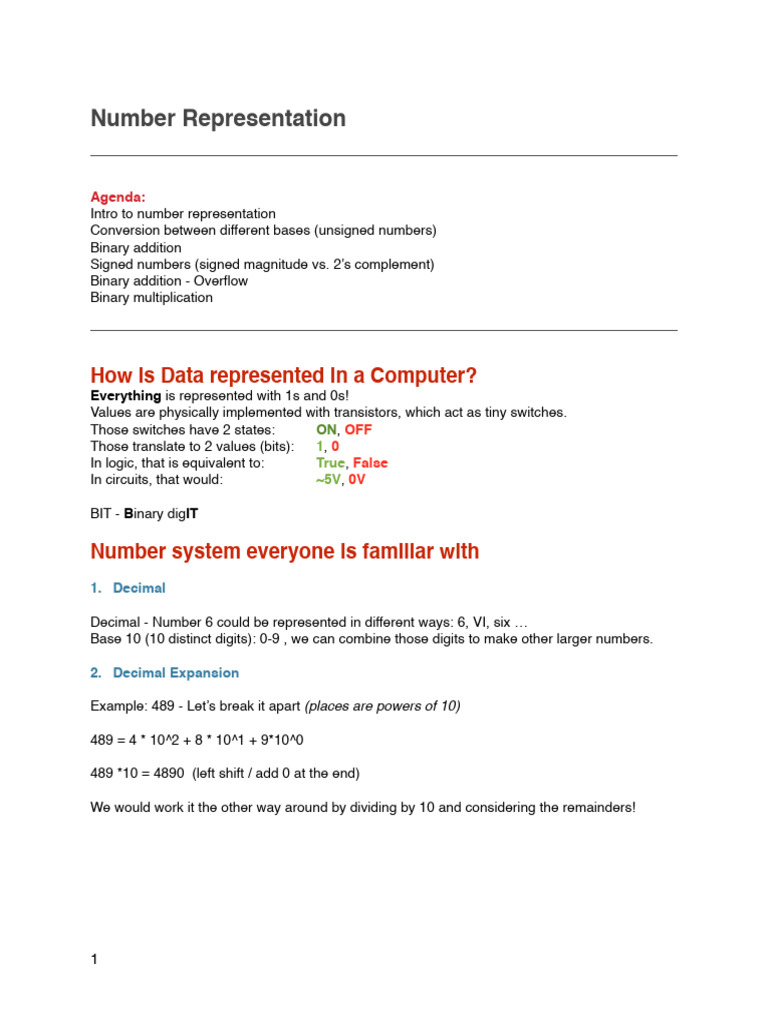 L01 - Numbers Representation | PDF | Elementary Mathematics | Lexicology