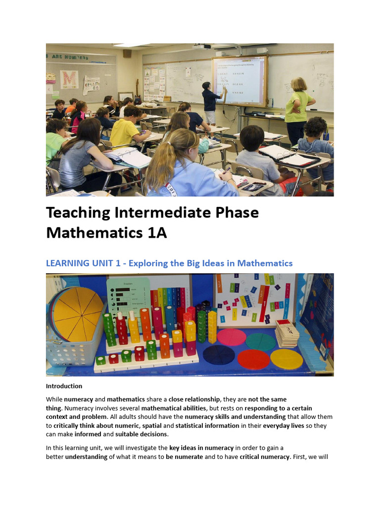 Teaching Intermediate Phase Mathematics 1A | PDF | Learning | Mathematics Teaching Intermediate Phase Mathematics 1A | PDF | Learning | Mathematics