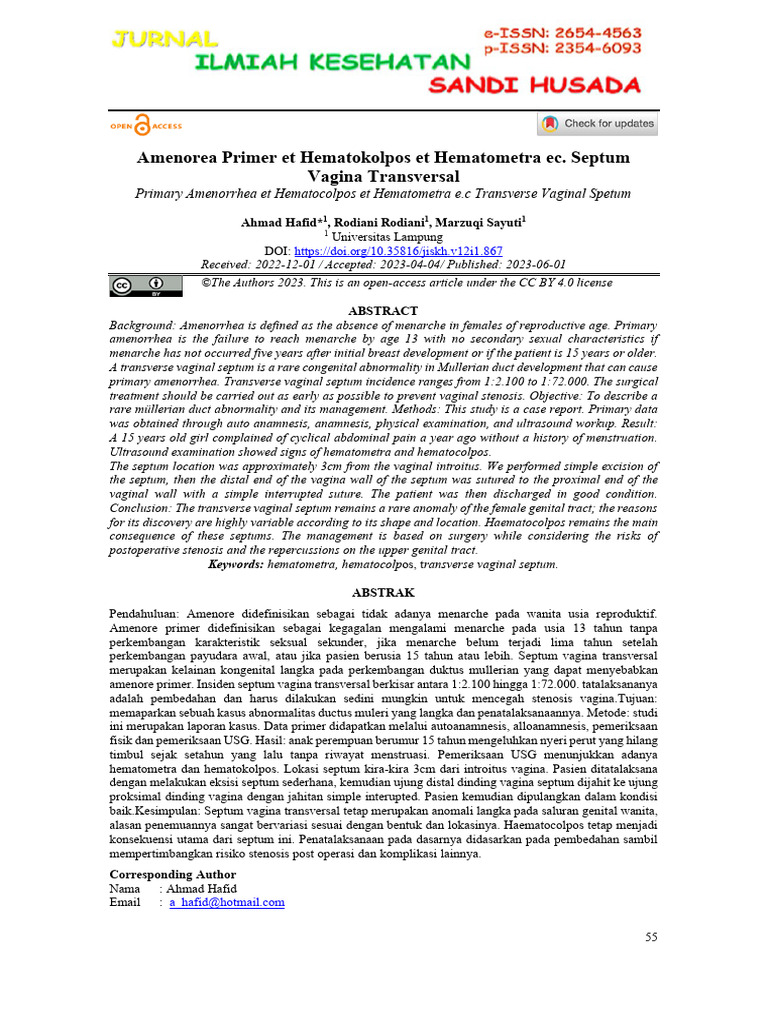 Pungsi Suprapubik pada Amenorea Primer | PDF | Reproductive System ...