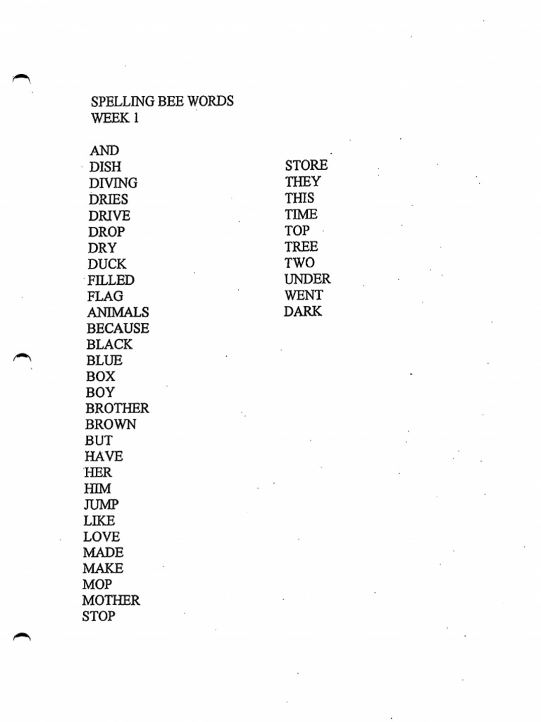 1st_Grade_Spelling_Bee_Words | PDF