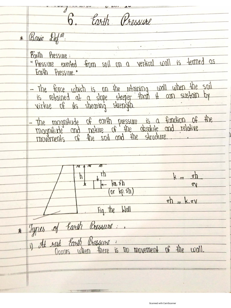 Earth Pressure Notes | PDF