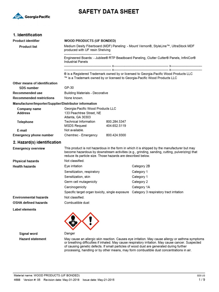 MSDS Georgia | PDF | Dust | Hazards